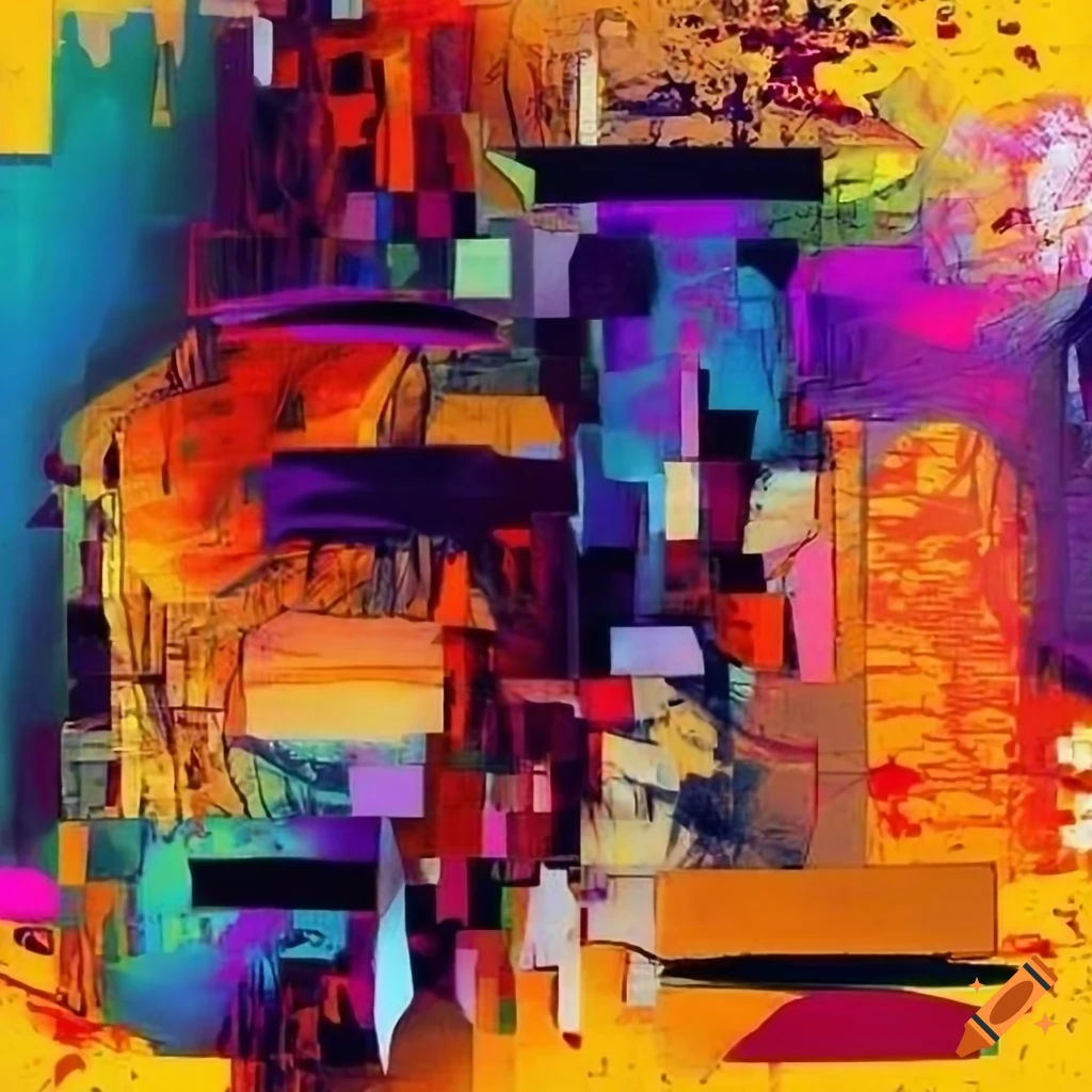 Abstract multi-layered collages with chaotic composition inspired by ...