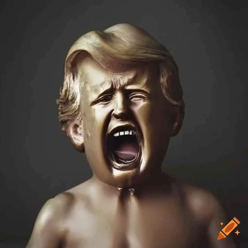 Baby trump bronze crying statue on Craiyon