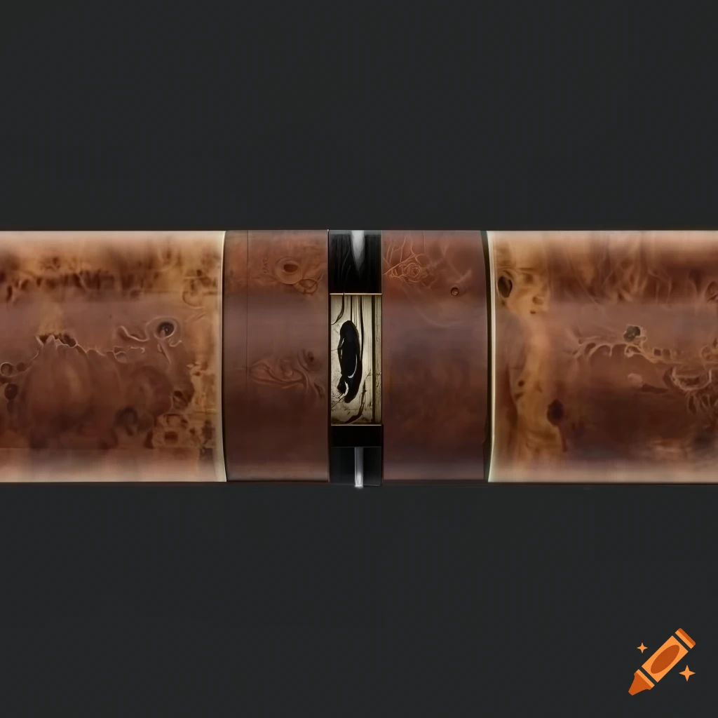 Finely crafted 3D pool cue with amboyna burl, ivory, and ebony inlays ...