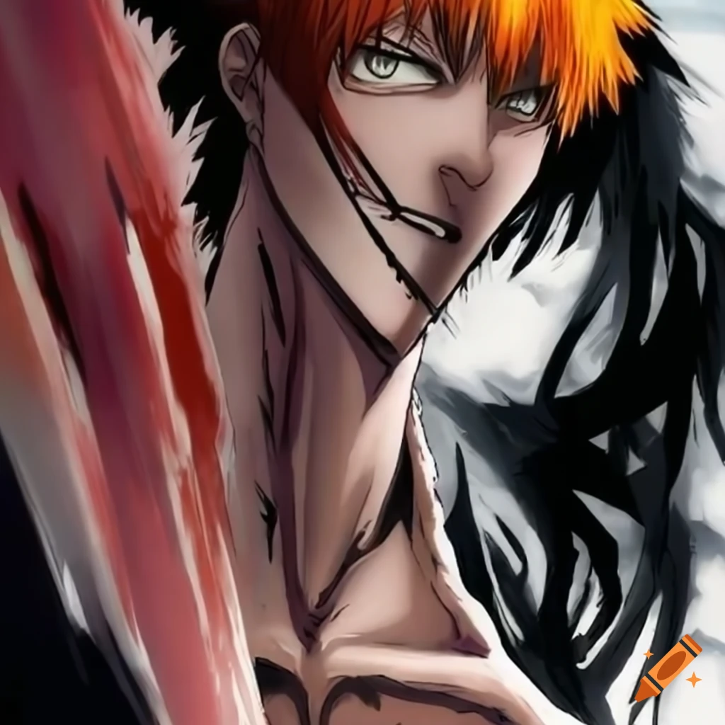 Ichigo Kurosaki in his top form with final transformation and long hair ...