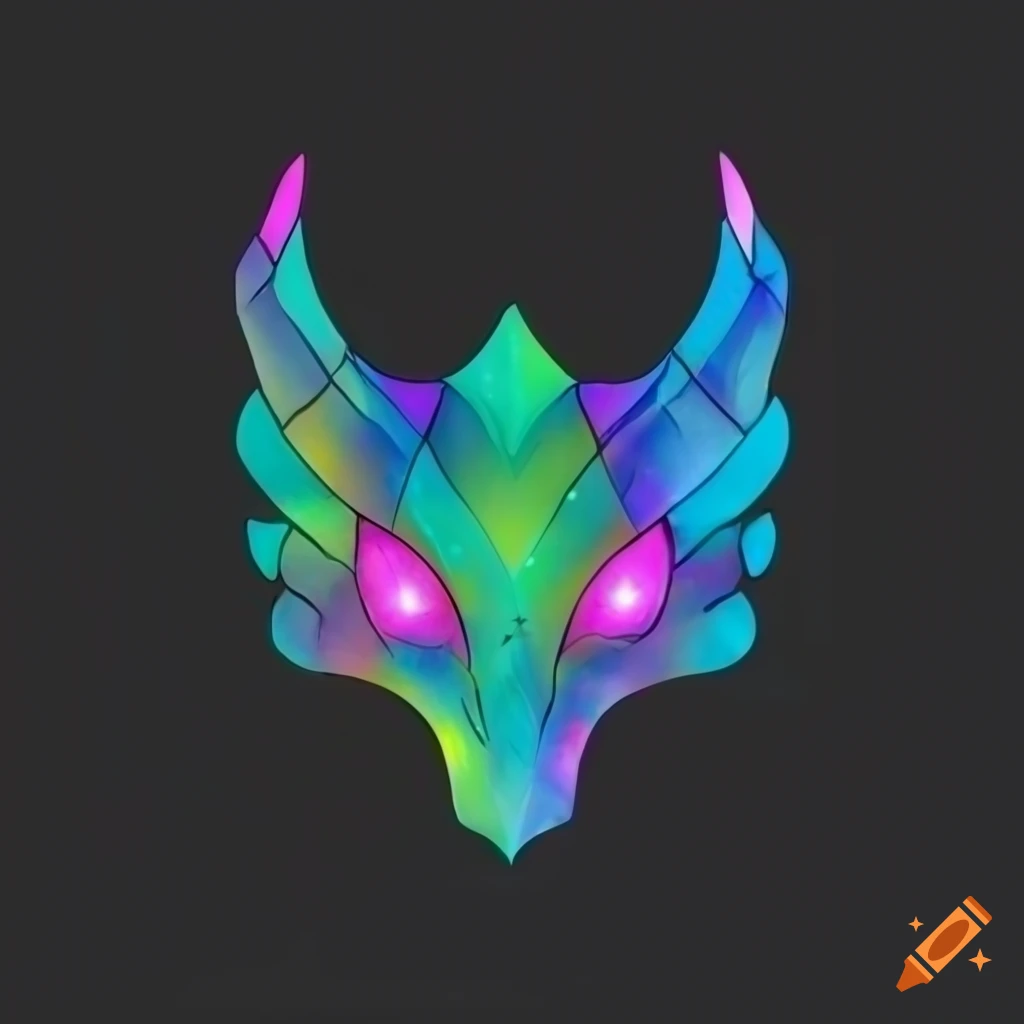 Cosmic radiance dragon mask with angular minimalism style on Craiyon