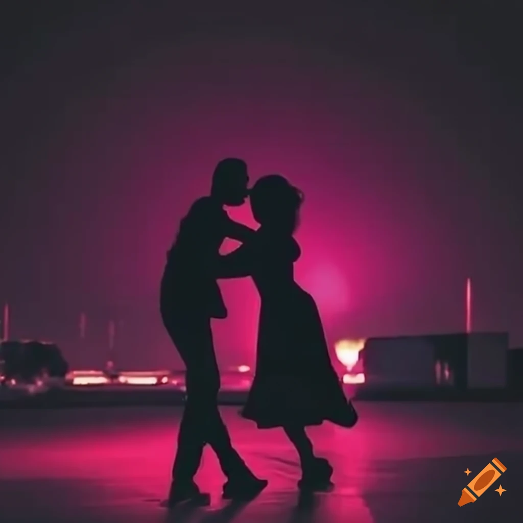 Couple sharing a romantic dance in a dimly lit parking lot on Craiyon