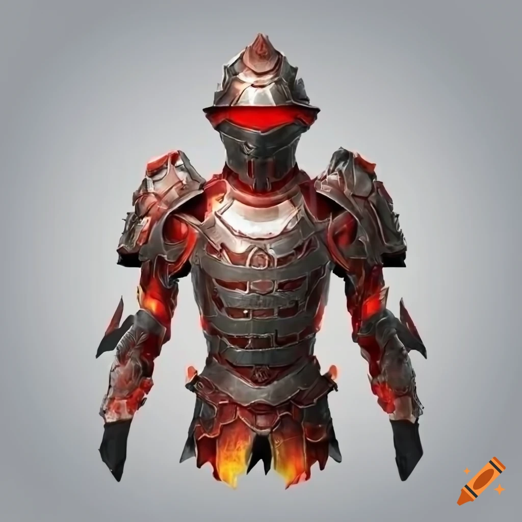 Inferno plate armor set inspired by fire element on white background on ...