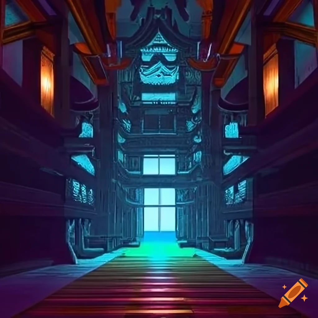 Interior of interdimensional Japanese infinity castle blending ...