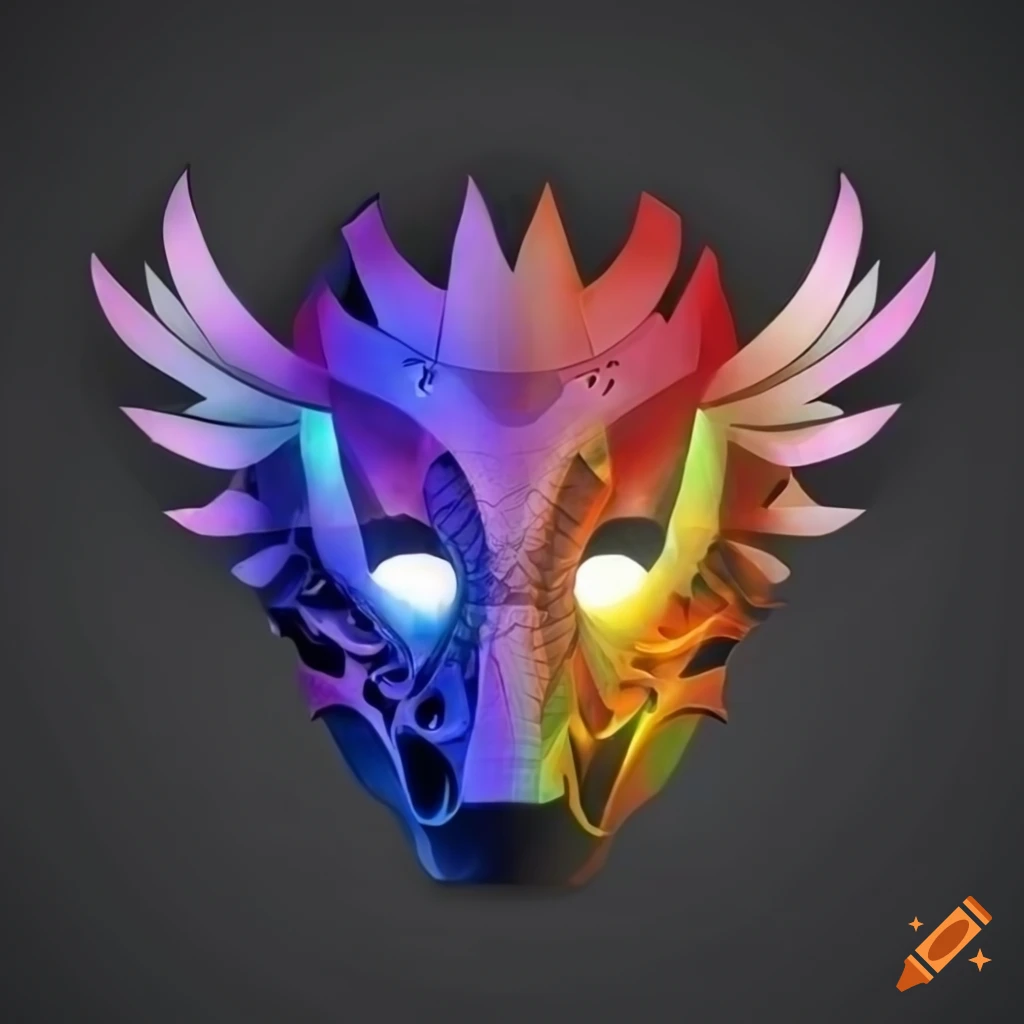 Cosmic radiance dragon mask with angular minimalism style on Craiyon