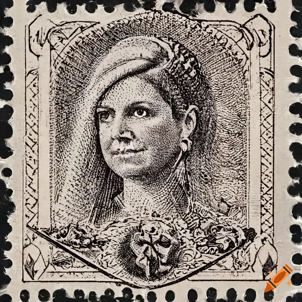Close-up portrait of Dutch Queen Maxima on vintage Dutch post stamp on ...