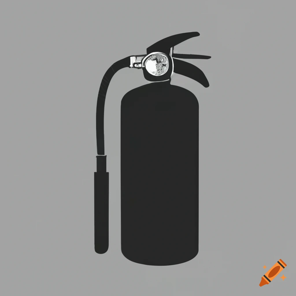 Minimalistic black and white fire extinguisher with a big nozzle ...
