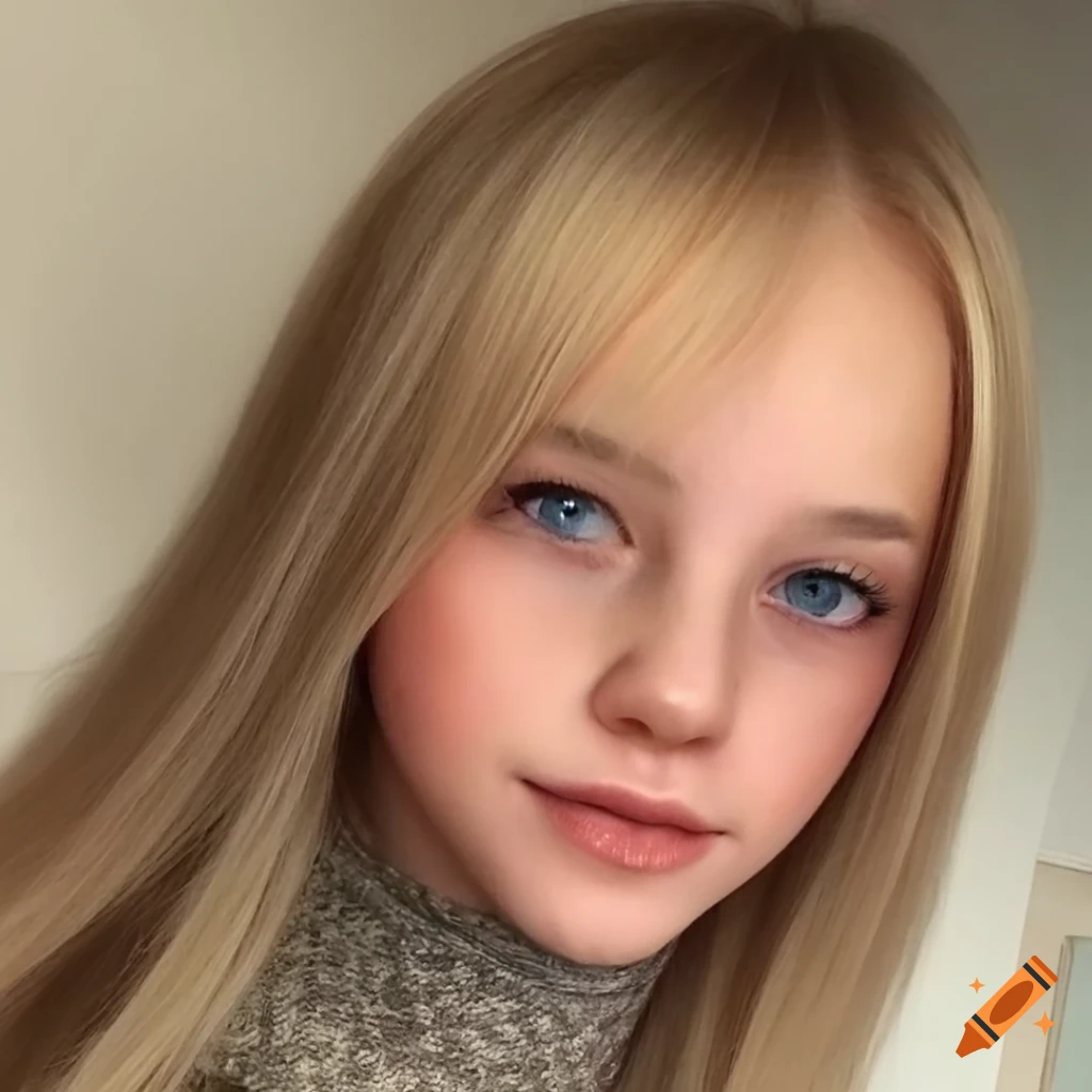 Pretty Nordic girl with long blonde hair and light eyes in traditional ...
