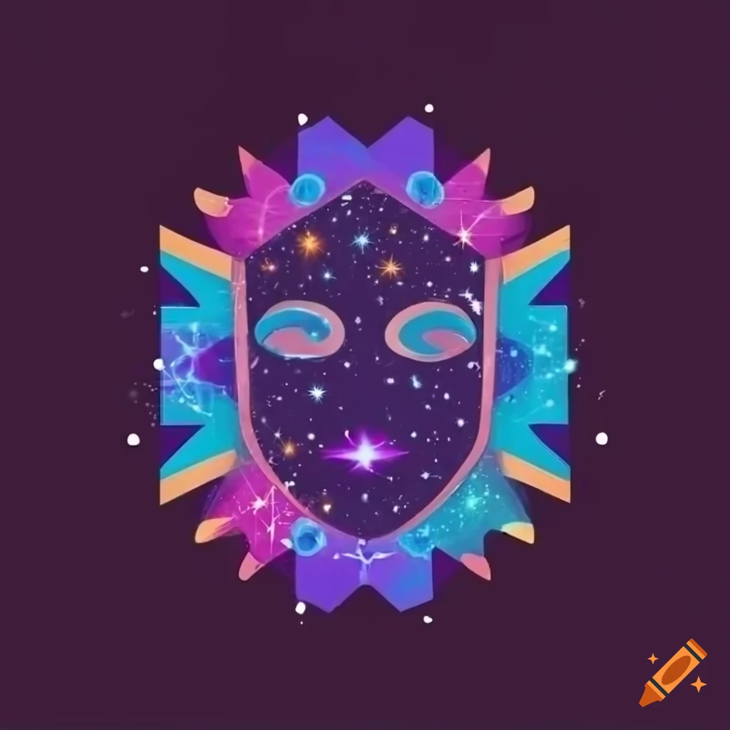 Cosmic radiance mask logo in angular minimalism style on Craiyon