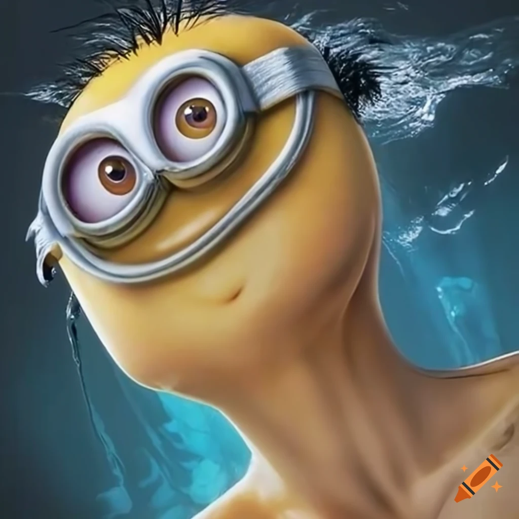Hyper realistic minion female ready for a swim in the warm ocean on Craiyon