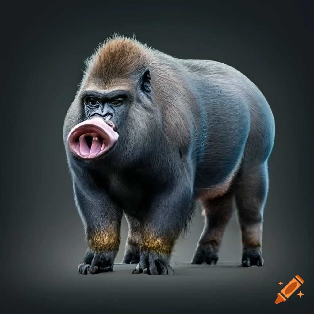 Mythical pig-gorilla hybrid with realistic features on Craiyon