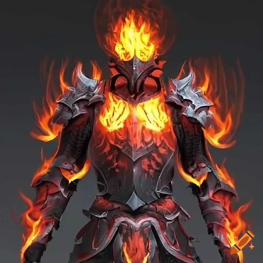 Inferno plate fire-type armor set with intense fire design and glowing ...