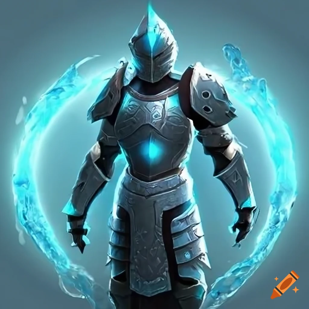 Full-size male water-type tidal guard armor set with sleek and fluid ...
