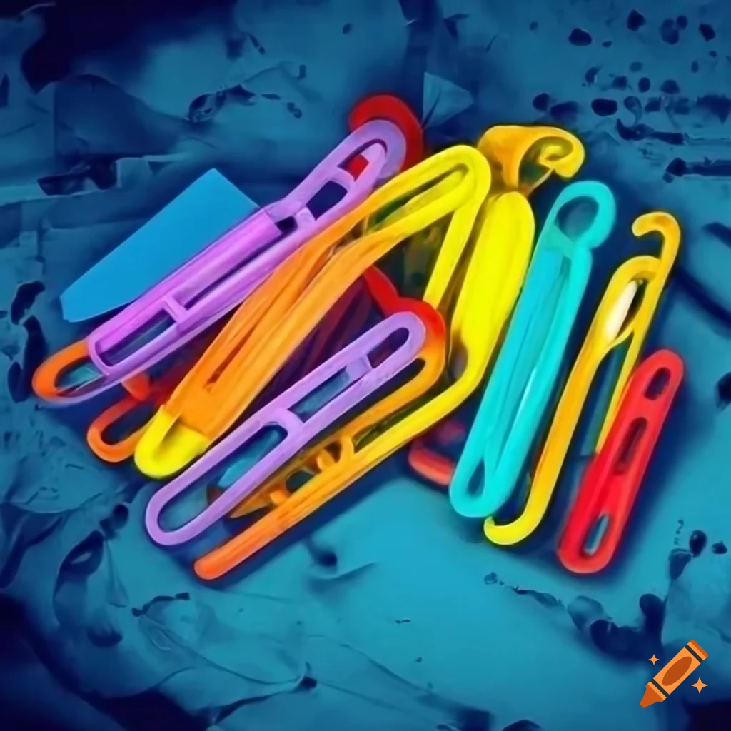 Collage of solid colored paperclips inspired by roy lichtenstein on Craiyon