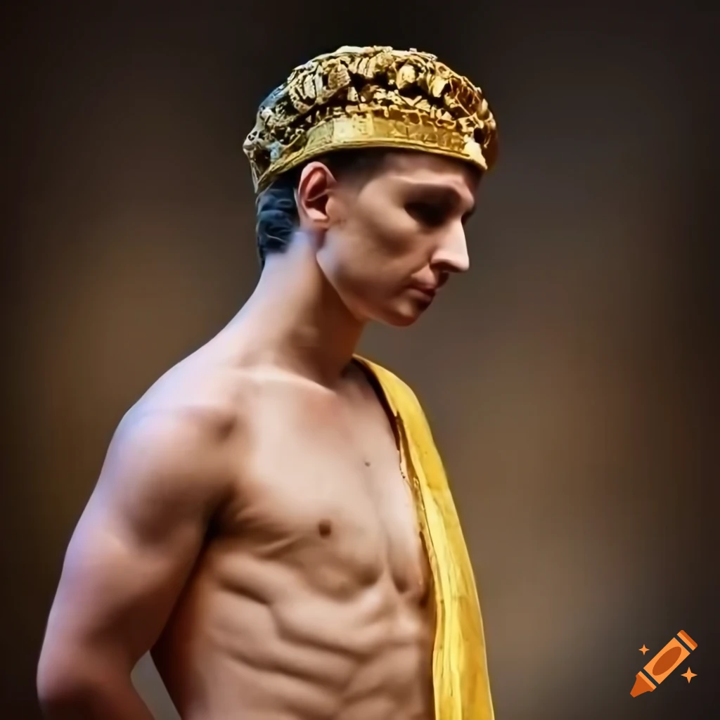 Italian man in ancient Greek attire with blurred background on Craiyon