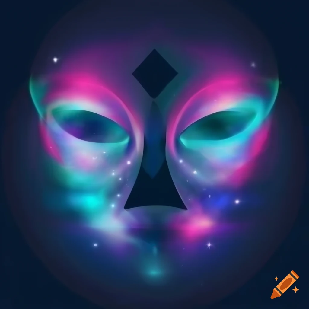 Cosmic radiance mask logo in angular minimalistic style on Craiyon