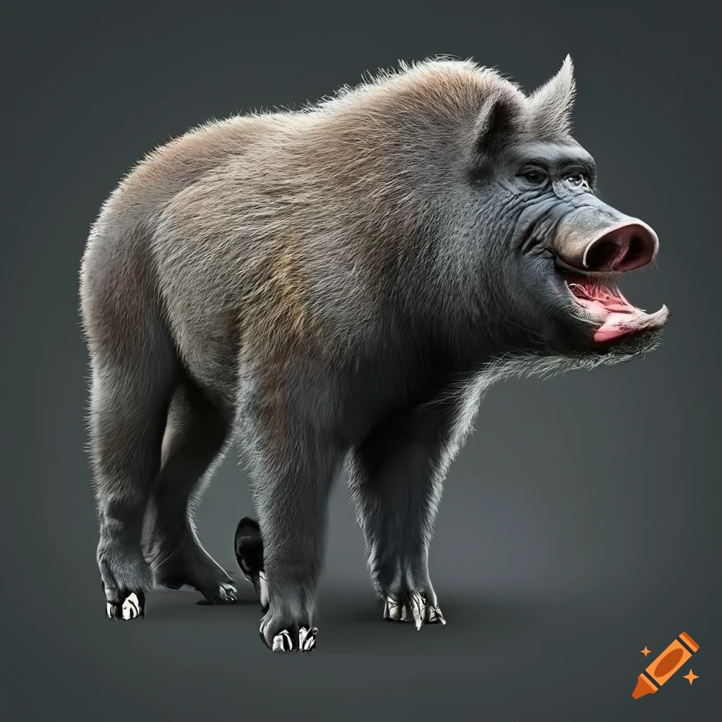Mythical pig-gorilla hybrid in photorealistic high definition on Craiyon