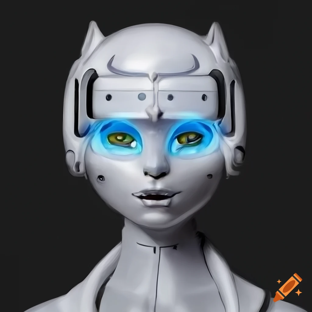 Anthro female owl android in lab coat with detailed robotic face on Craiyon