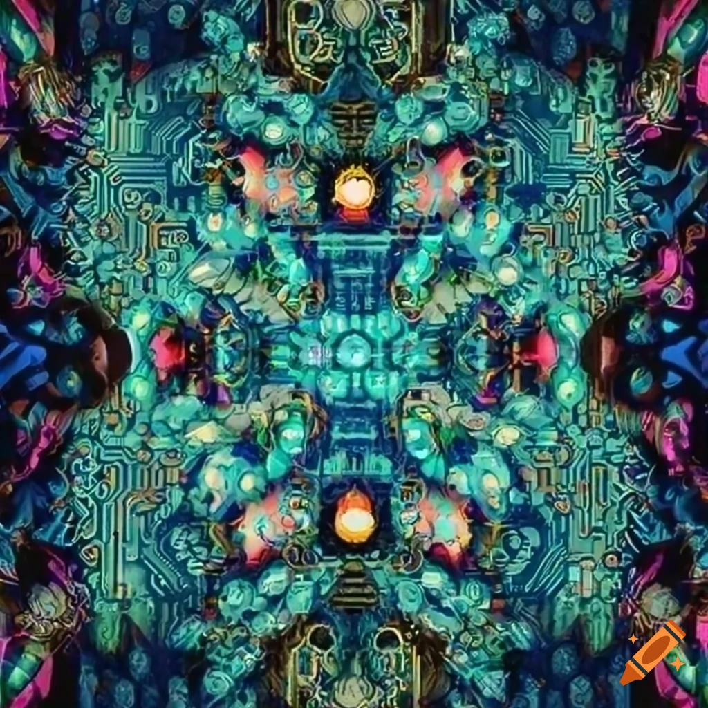 Flower patterns in the traces, resistors, capacitors, and chips of a ...