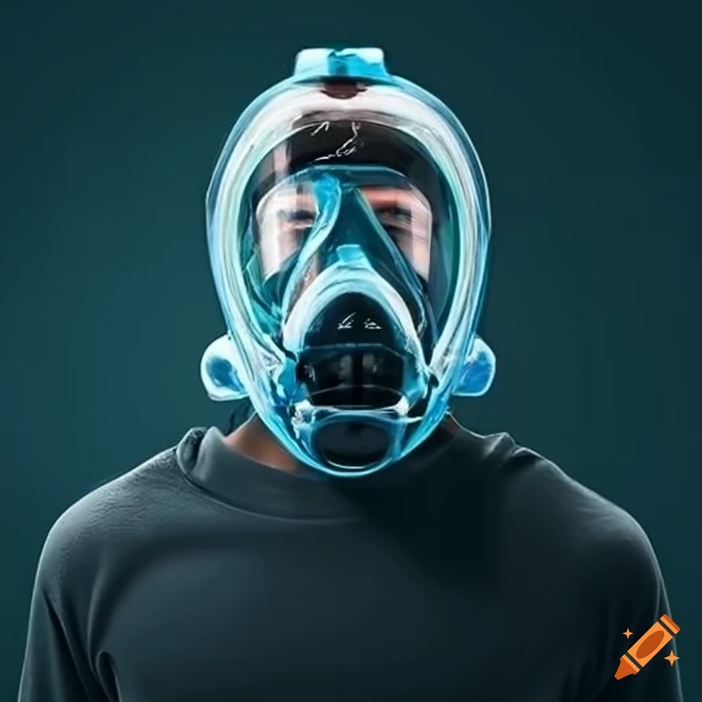 Transparent full face diving mask with unique air outlet design on Craiyon