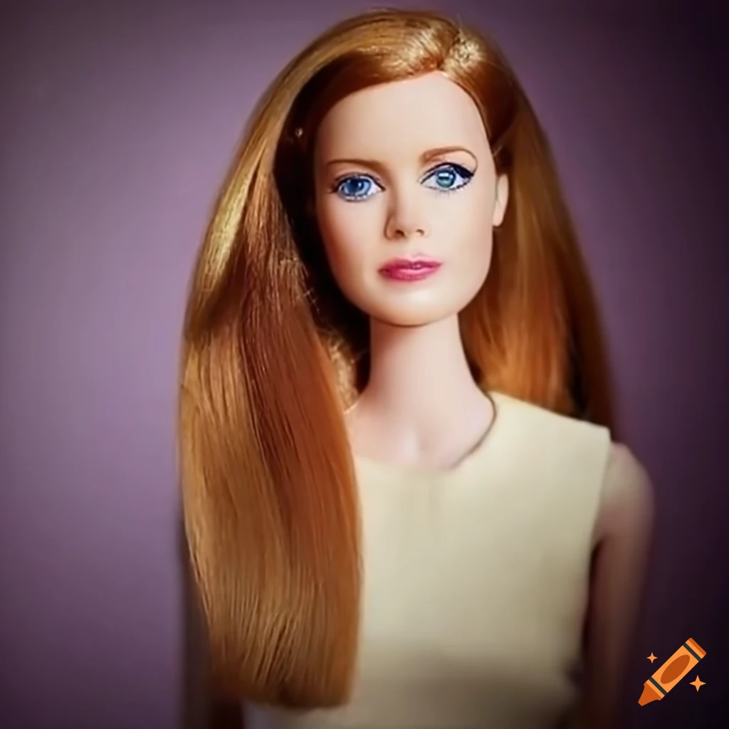 Amy Adams as Barbie getting a hair cut by a stylist on Craiyon