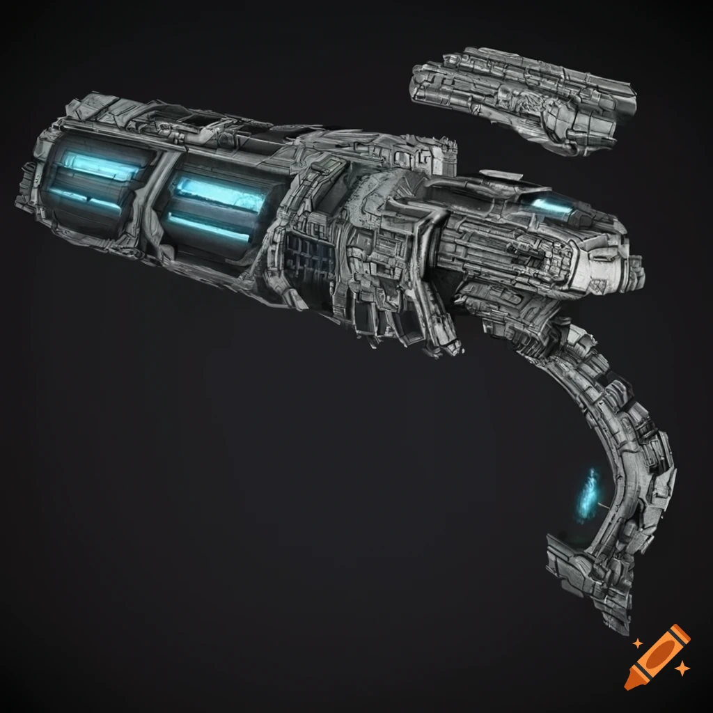 Detailed rendering of a Yautja Predator's Plasma Cannon on Craiyon