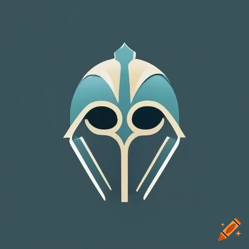 Minimalist Art Deco helmet logo in 2D on Craiyon