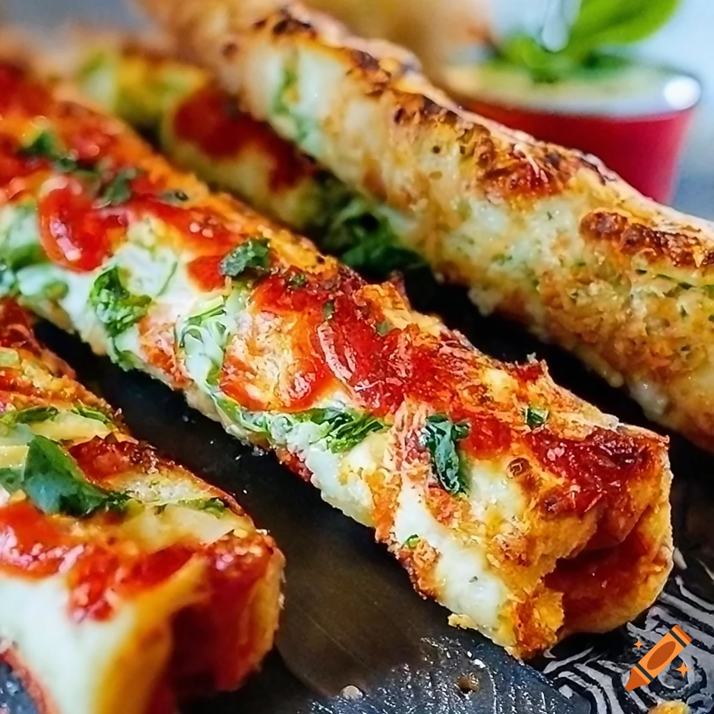 Tasty homemade pizza sticks with a lacy texture on Craiyon