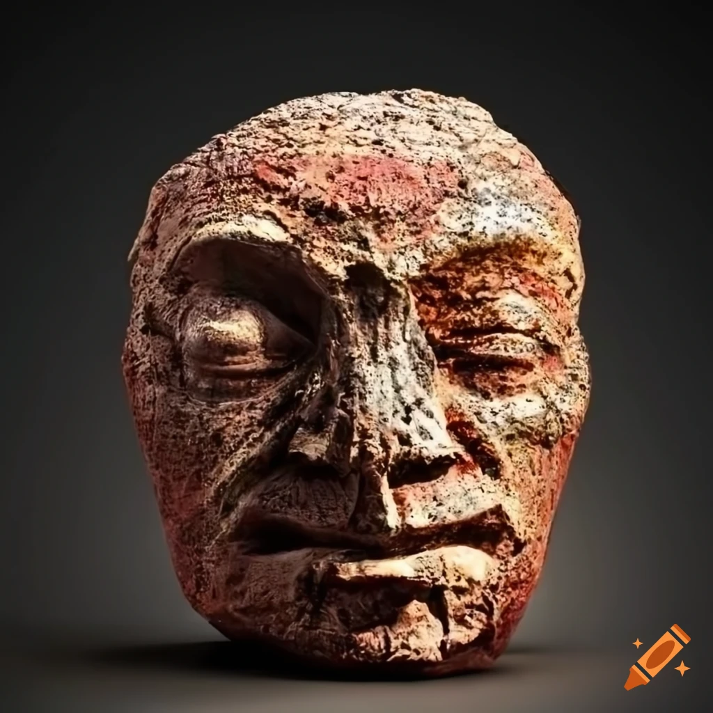 Volcano head sculpture with scales texture and high detail on Craiyon