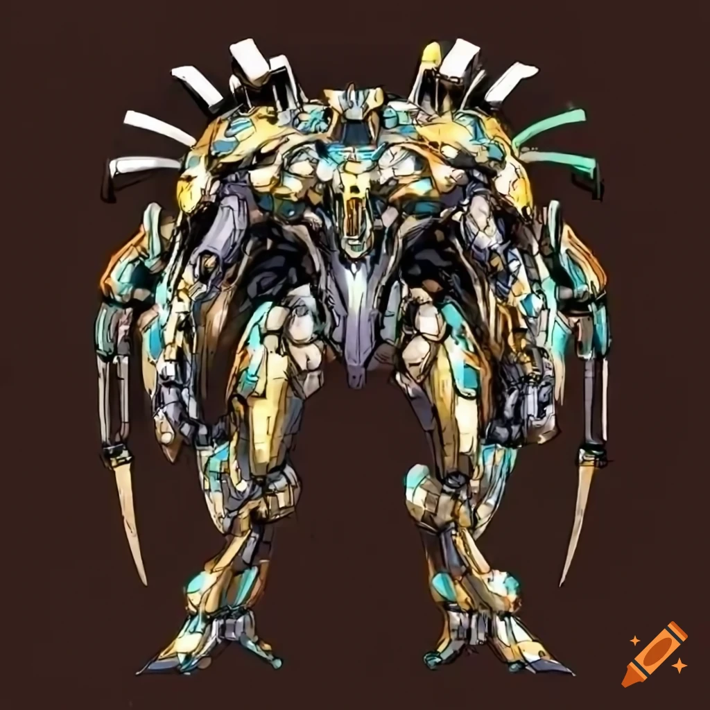 Alien mech with bulbous cockpit and bio-mechanical exoskeleton on Craiyon