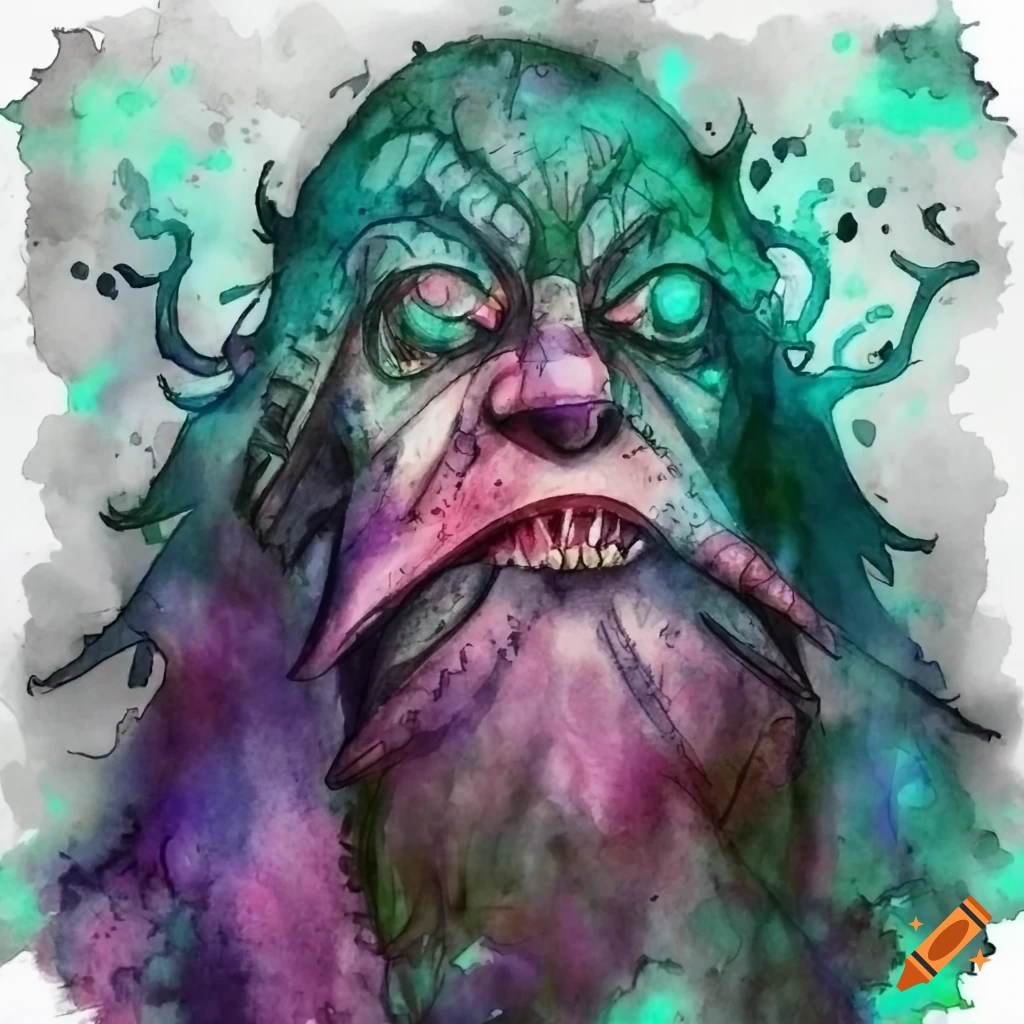 Goofy portrayed as an evil warlock in a fantasy drawing on Craiyon