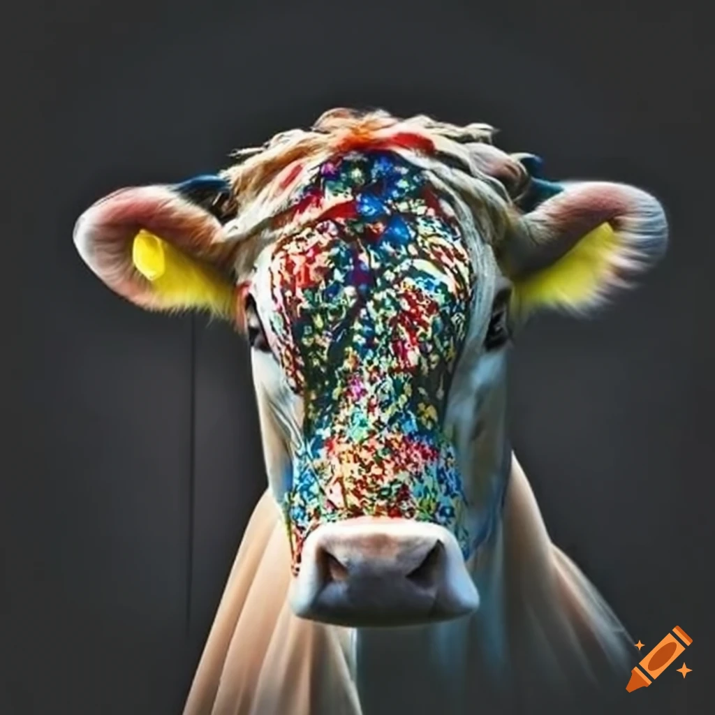 Proud cow decorated with American flag patterns on Craiyon