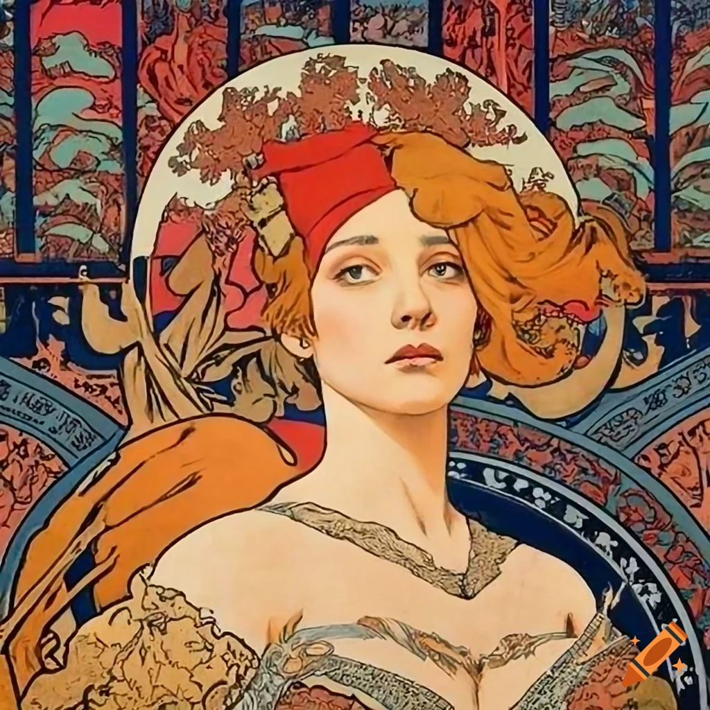 Vibrant propaganda poster with woodblock inspiration from various ...