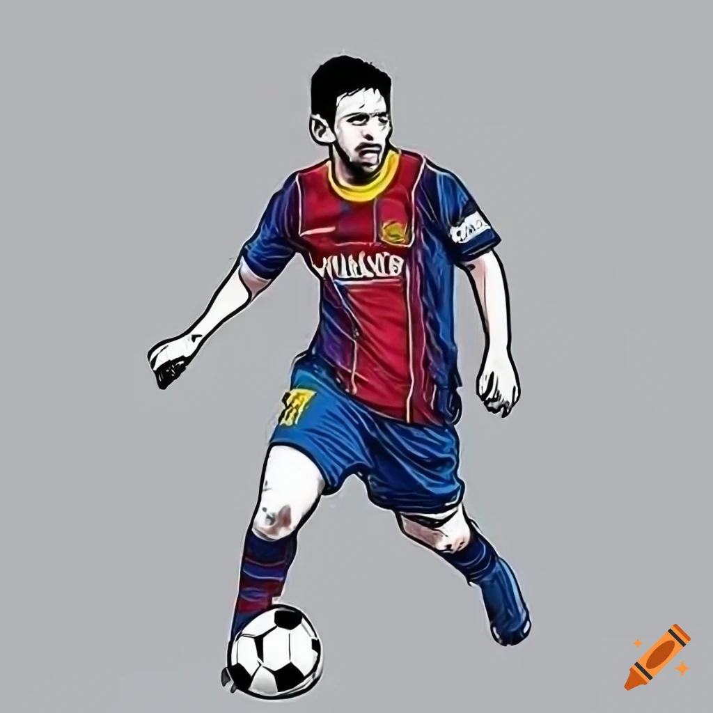Outline drawing of lionel messi in football kit for coloring on Craiyon