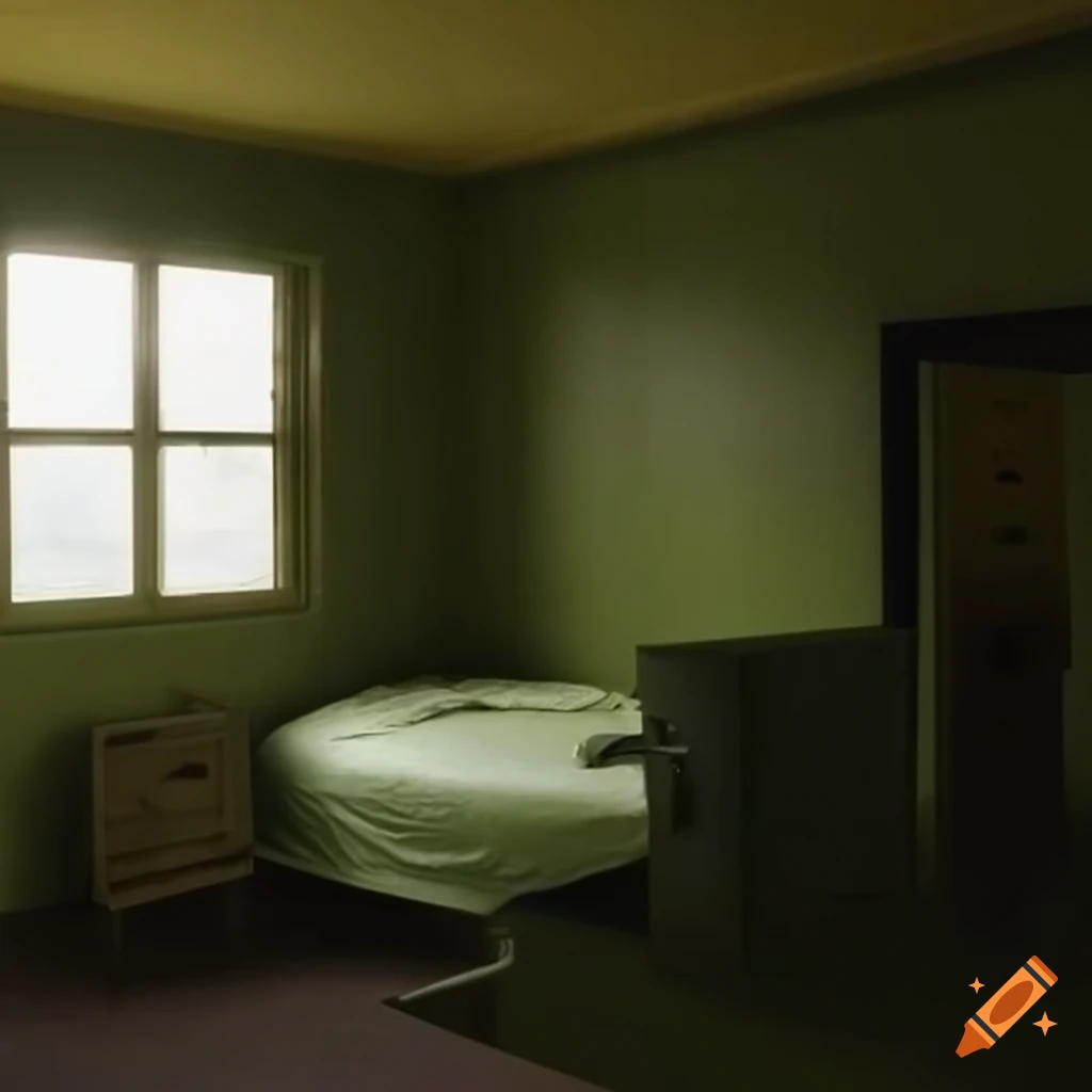 Well-organized military room with a modern computer on a desk and a ...