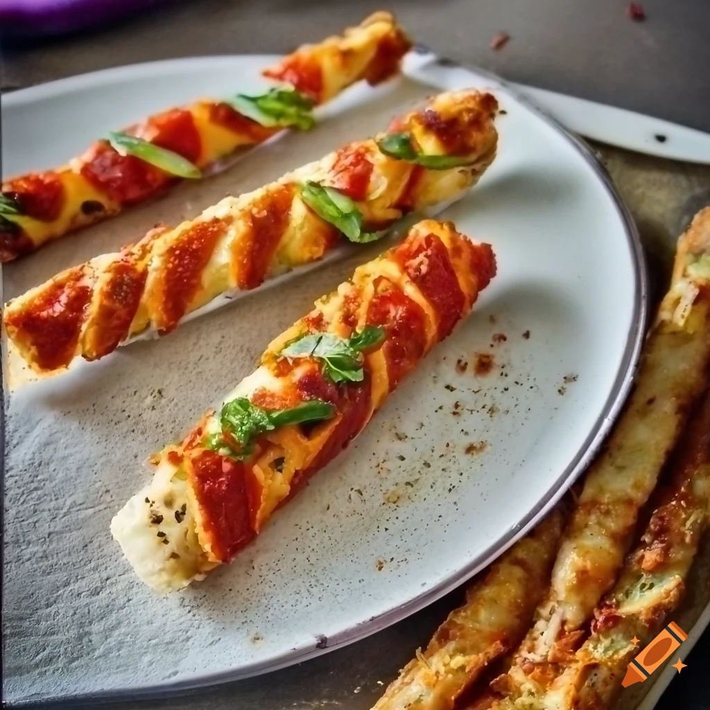 Tasty homemade pizza sticks with a lacy texture on Craiyon
