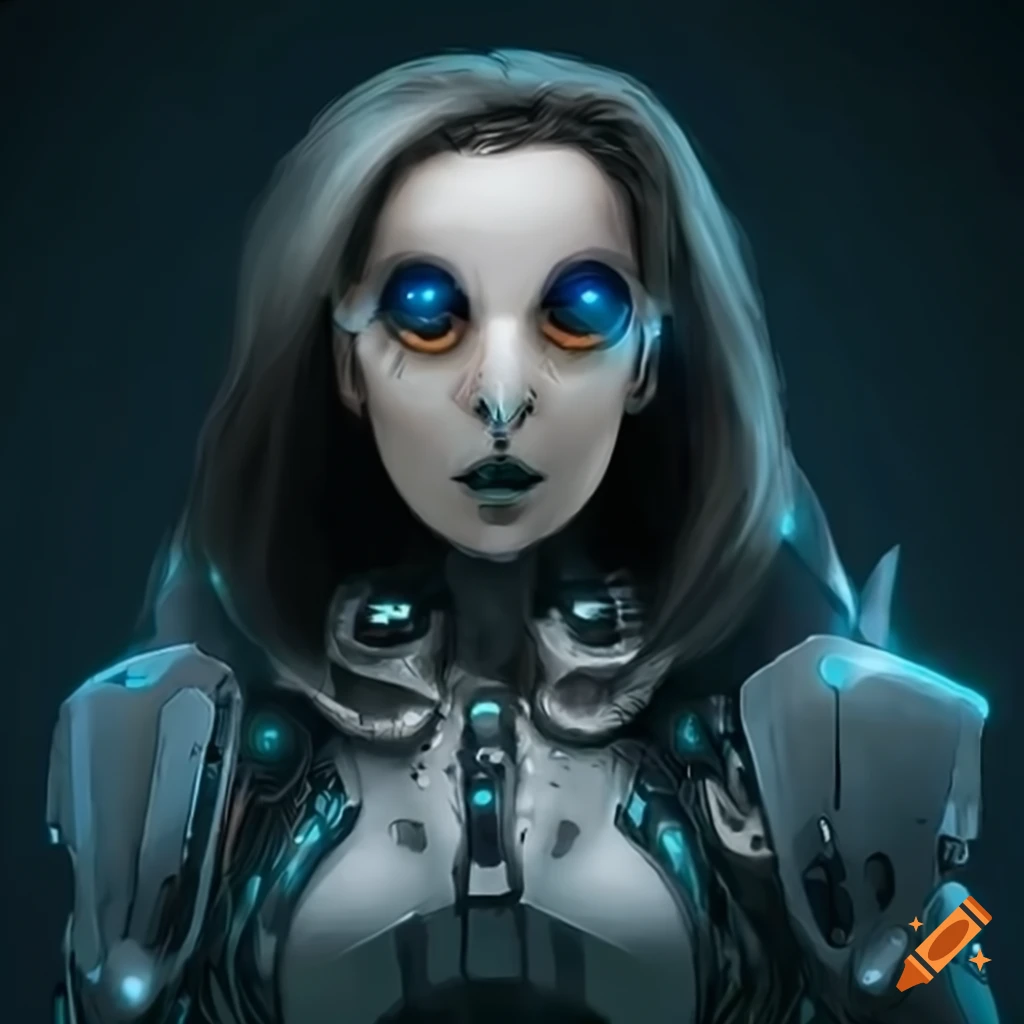 Female owl cyborg in a lab coat on Craiyon