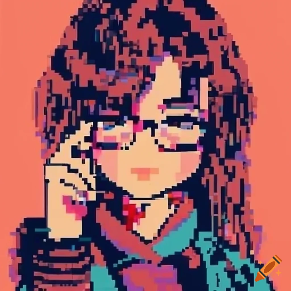 Retro pixelated anime girl on Craiyon