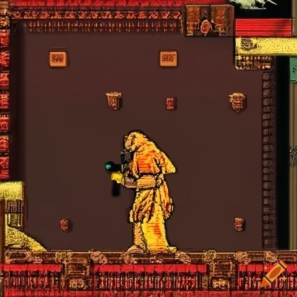 Side-scrolling shooter with a retro graphics style on Craiyon