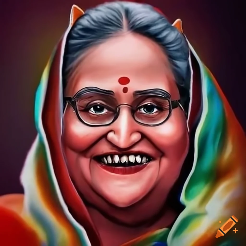 Satirical portrait of sheikh hasina dressed as the devil with sharp ...