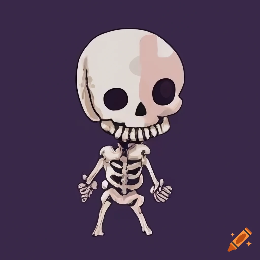 Small cute anime skeleton character on Craiyon