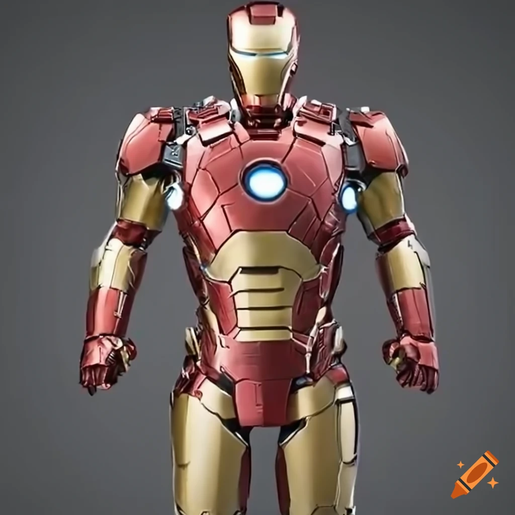 Iconic iron man armor suit detailed rendering on Craiyon