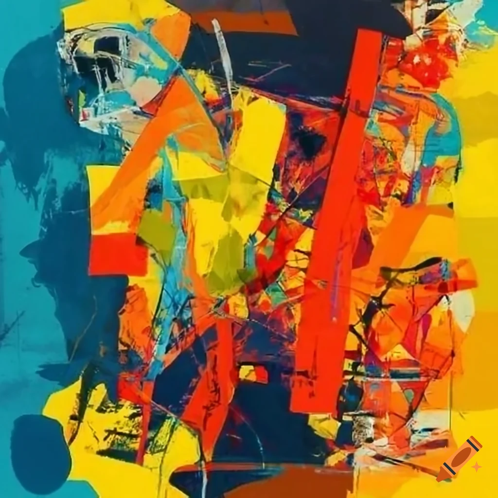 Abstract painting with overlapping layers and chaotic composition on ...