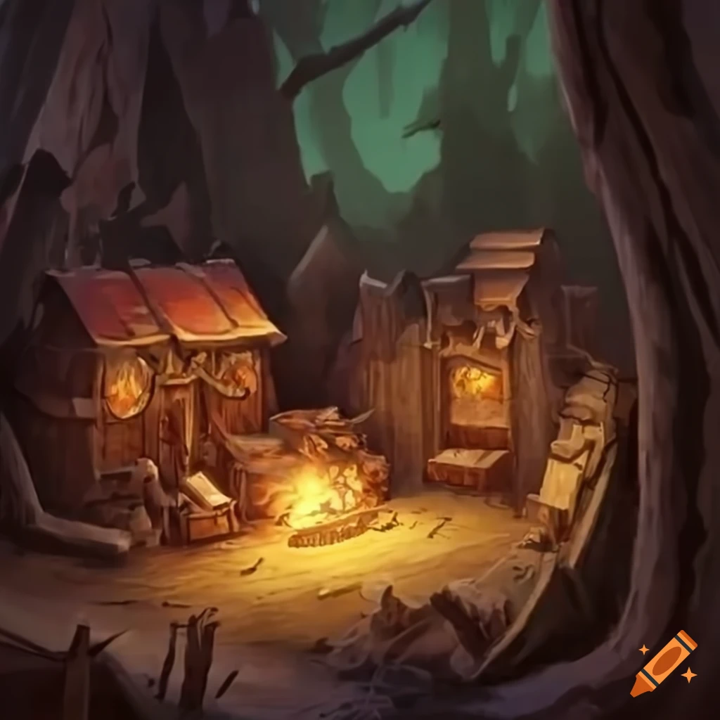 Boxy war camp for Dungeons and Dragons role-play landscape on Craiyon