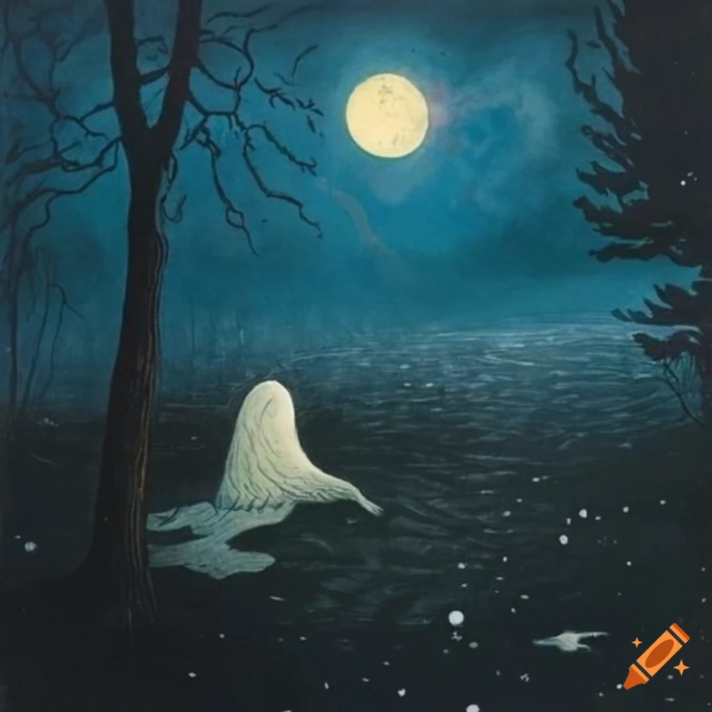 Dreamtime vision of salish inspired animals with ghost shamans, falling ...