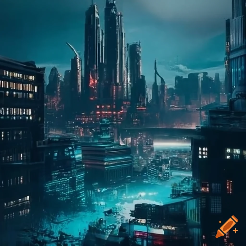 Science fiction city inspired by mathieu bablet's shangri la 619 on Craiyon