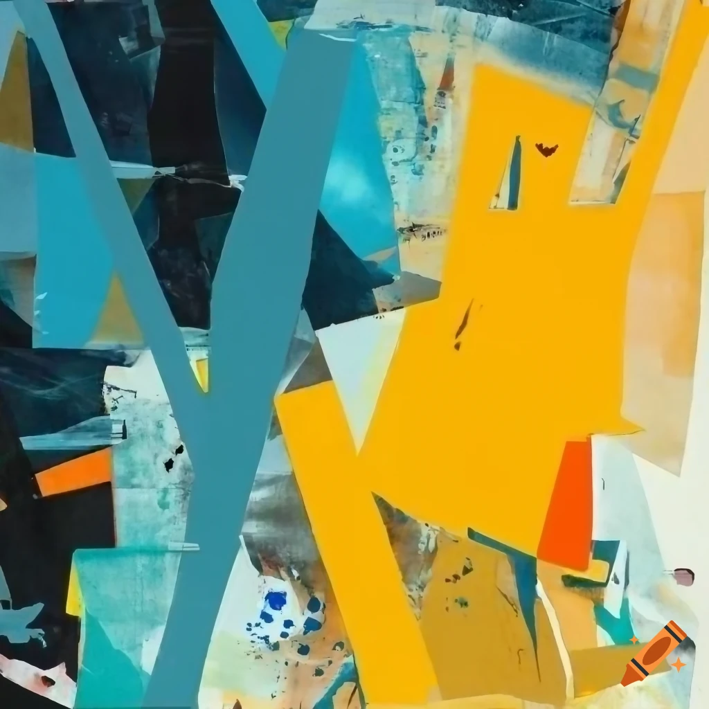 Abstract painting with overlapping layers and chaotic composition on ...
