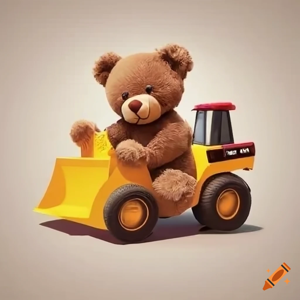 Teddy bear driving a bulldozer on Craiyon