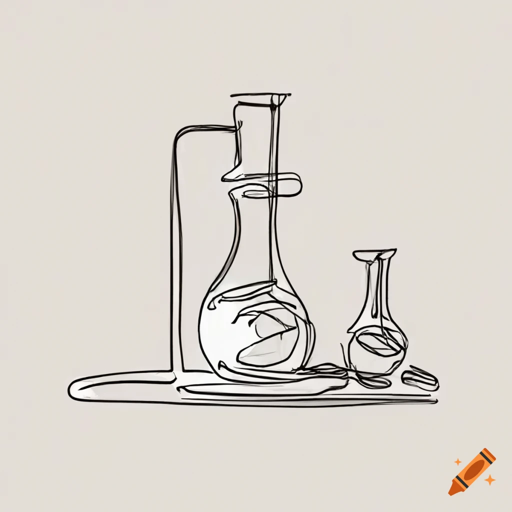 Single continuous line art of laboratory setting on Craiyon