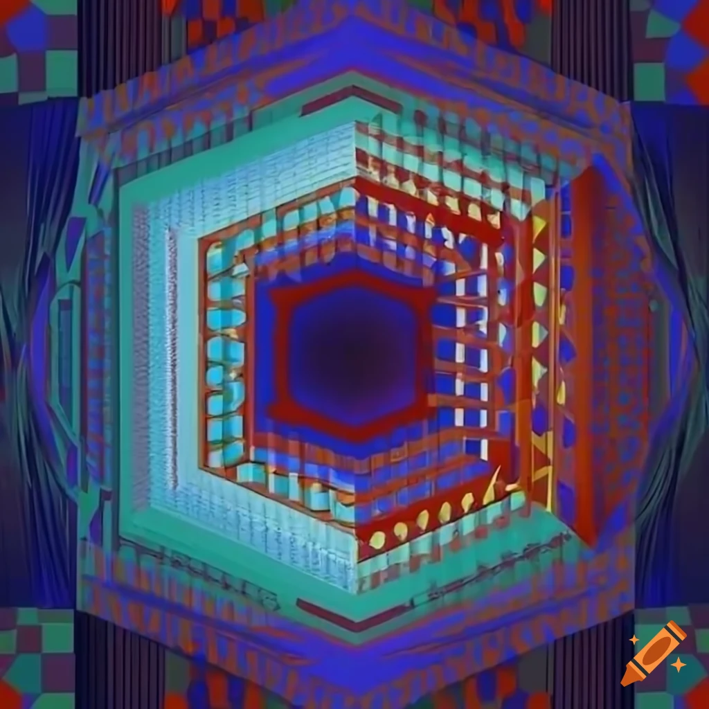 Abstract geometric representation of victor vasarely's surreal illusions on Craiyon